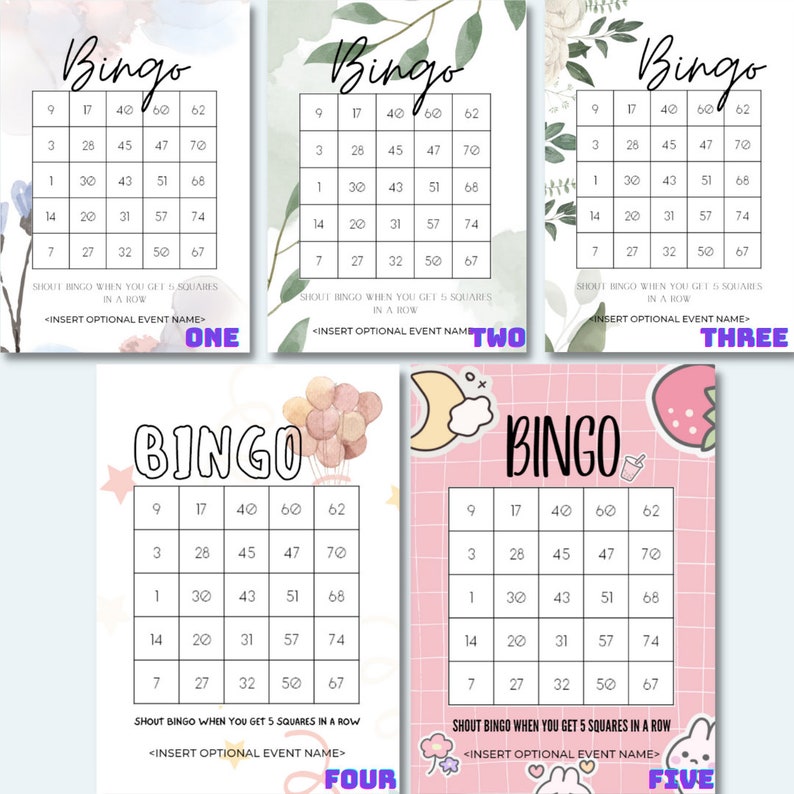 Bingo Cards (can Customise for Your Events!) - Etsy