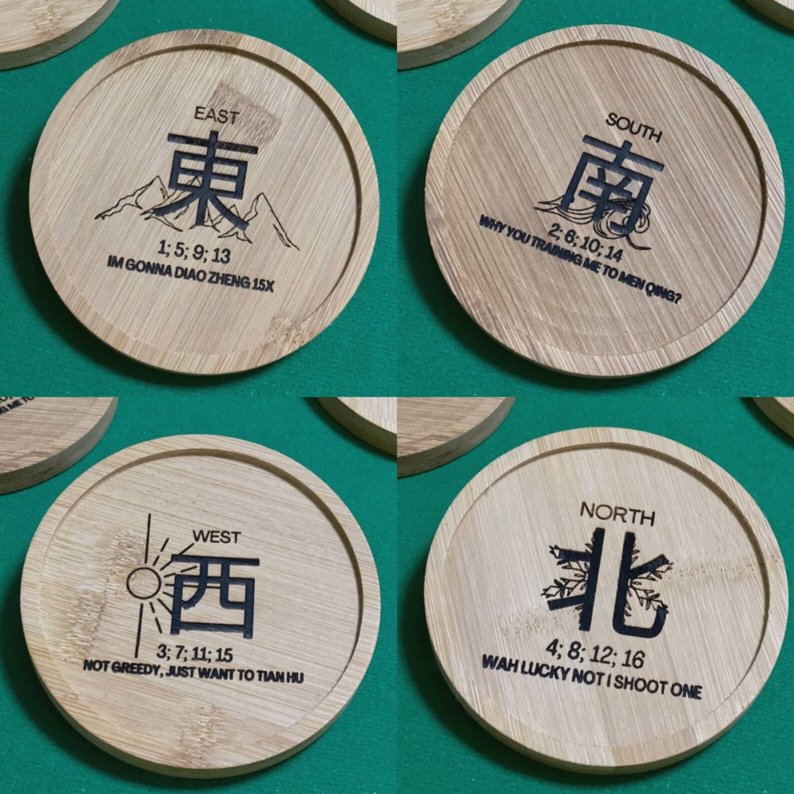 Mahjong Wooden Coaster set of 4 - Etsy