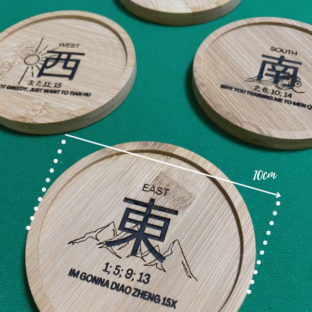 Mahjong Wooden Coaster set of 4 - Etsy