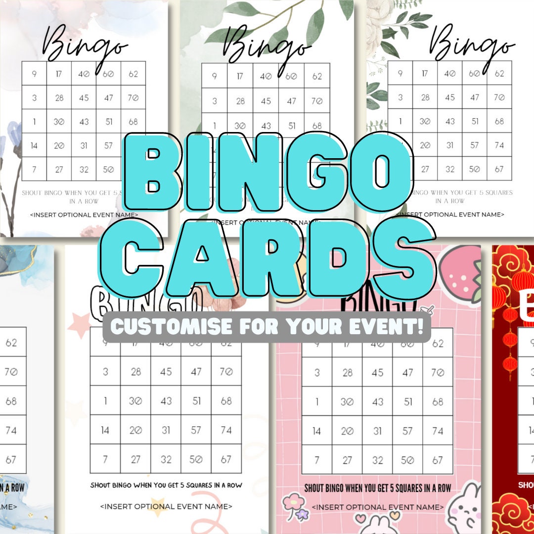Bingo Cards (can Customise for Your Events!) - Etsy