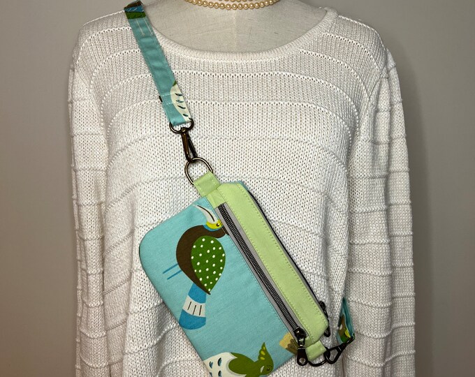 Handmade Crossbody Double Zip Bag - Sassy Birds - Etsy