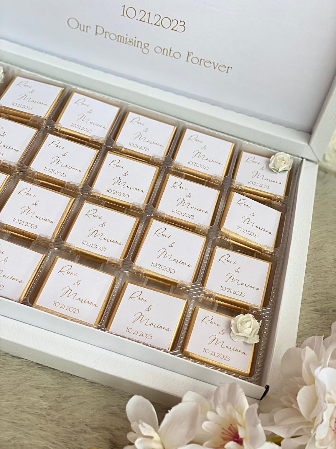 Personalized Wedding Favor Chocolate: Luxury Engagement Chocolate Box ...