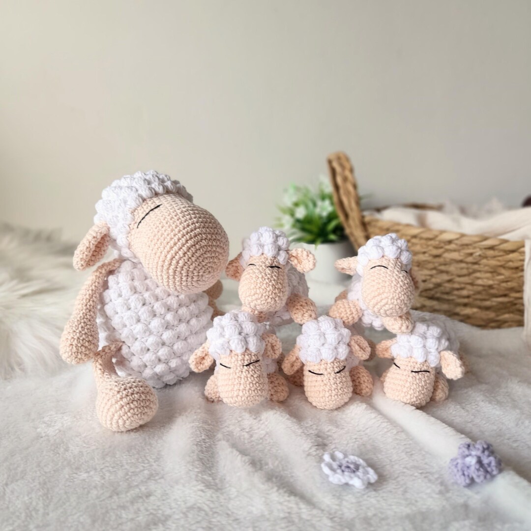 Artisan Crochet Sheep Set, Unique Lamb Plush Gift for New Baby ...