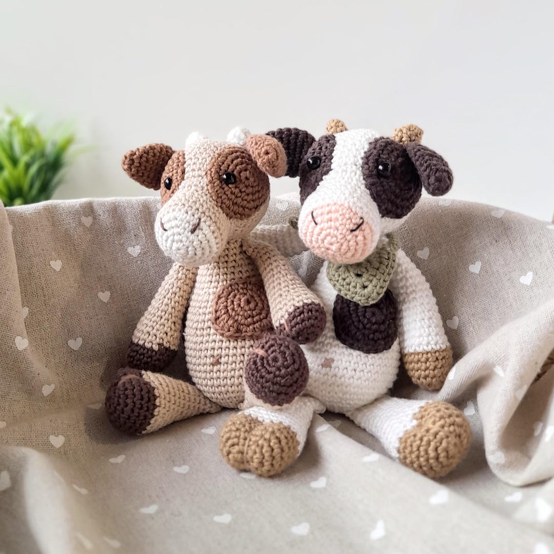 Soft Organic Cotton Cow Plush, Black and White Cow Stuffed Animal ...