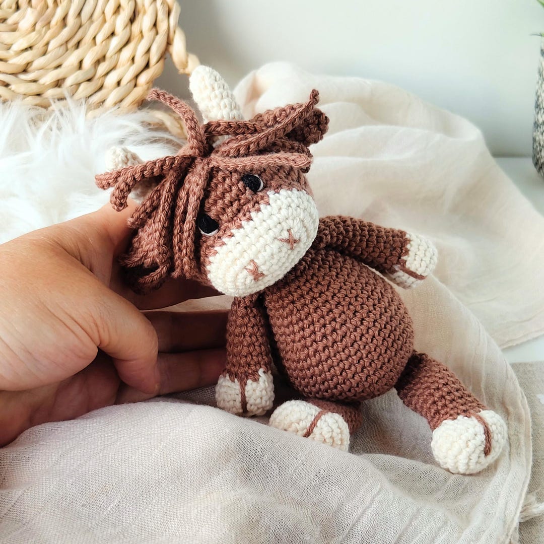 Mini Highland Cow Stuffed Animal, Organic Cotton Farm Soft Toy, Palm ...