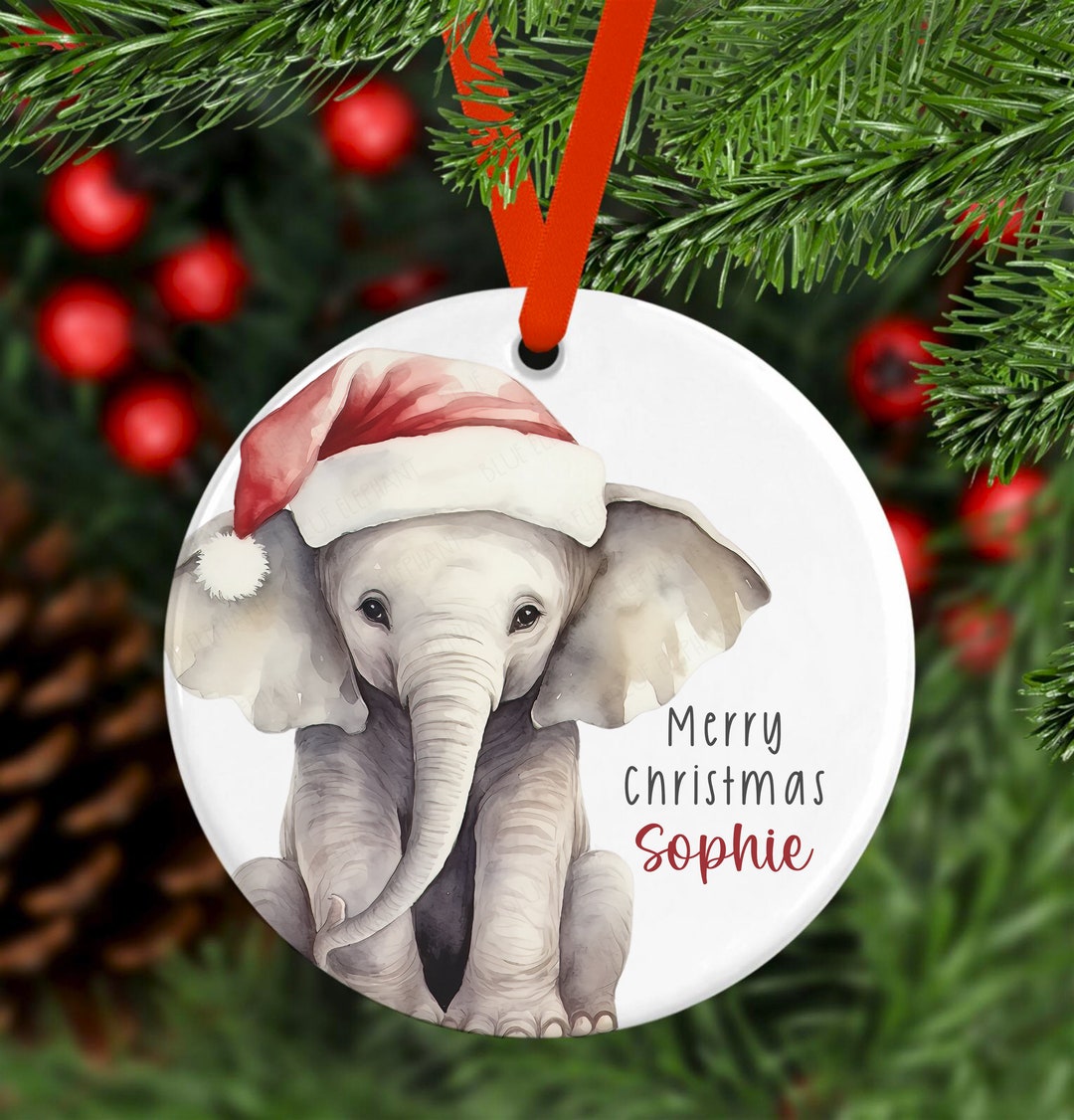 Christmas Elephant Bauble Personalised Christmas Bauble Decoration Tree ...