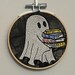 Halloween Wall Art Library Ghost/embroidered Ghost With Stack of Books ...
