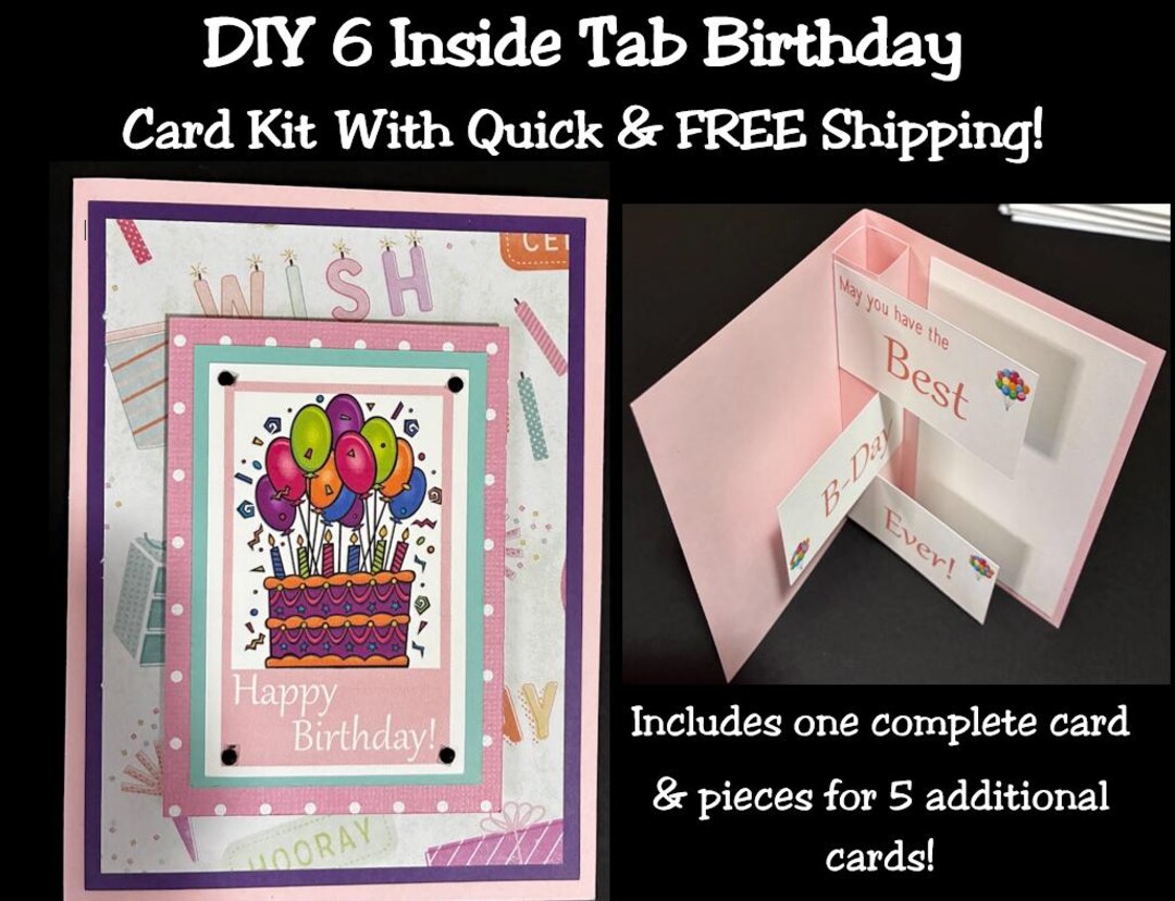 DIY Inside Tab Birthday 6 Card Kits, Funfold, Popup Cards - Etsy