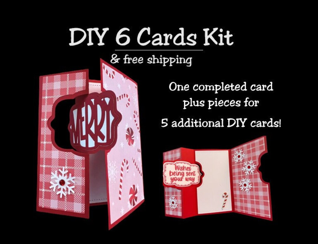 Merry Wishes Christmas Flip Card DIY 6 Card Set, Free Shipping, 6 Cards ...