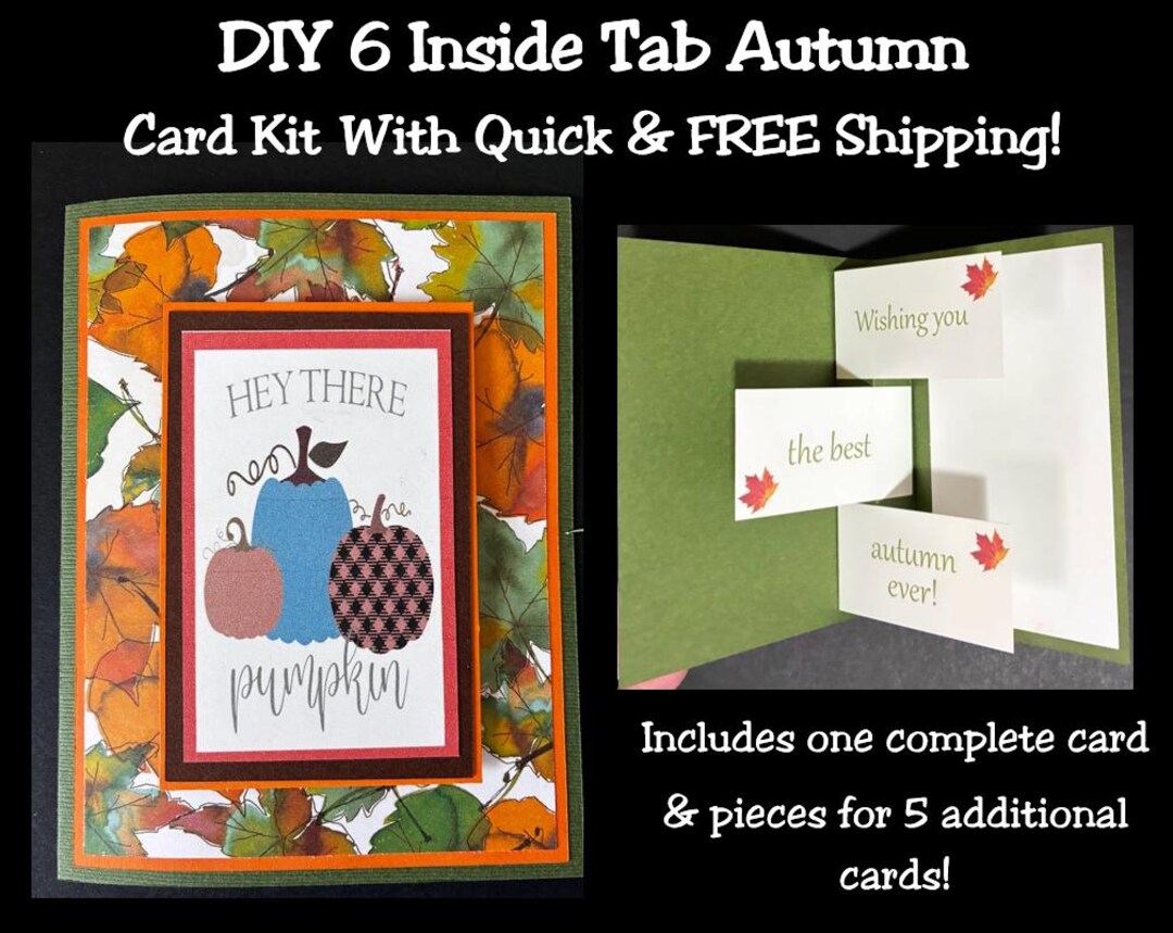 DIY Card Kit, Inside Tab Autumn Cards, Fall Cards, Thanksgiving ...