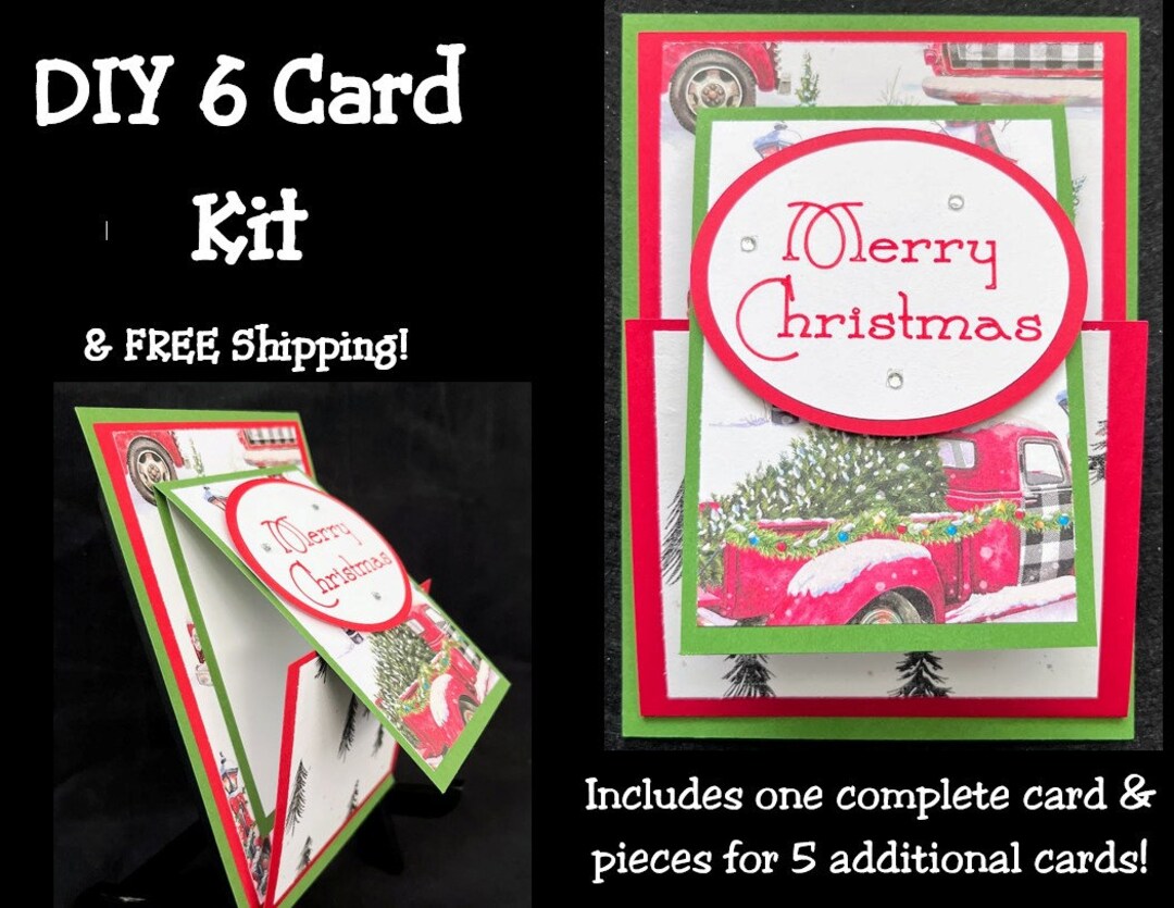 DIY Christmas Card Kit Funfold Double Flap Christmas Tree - Etsy