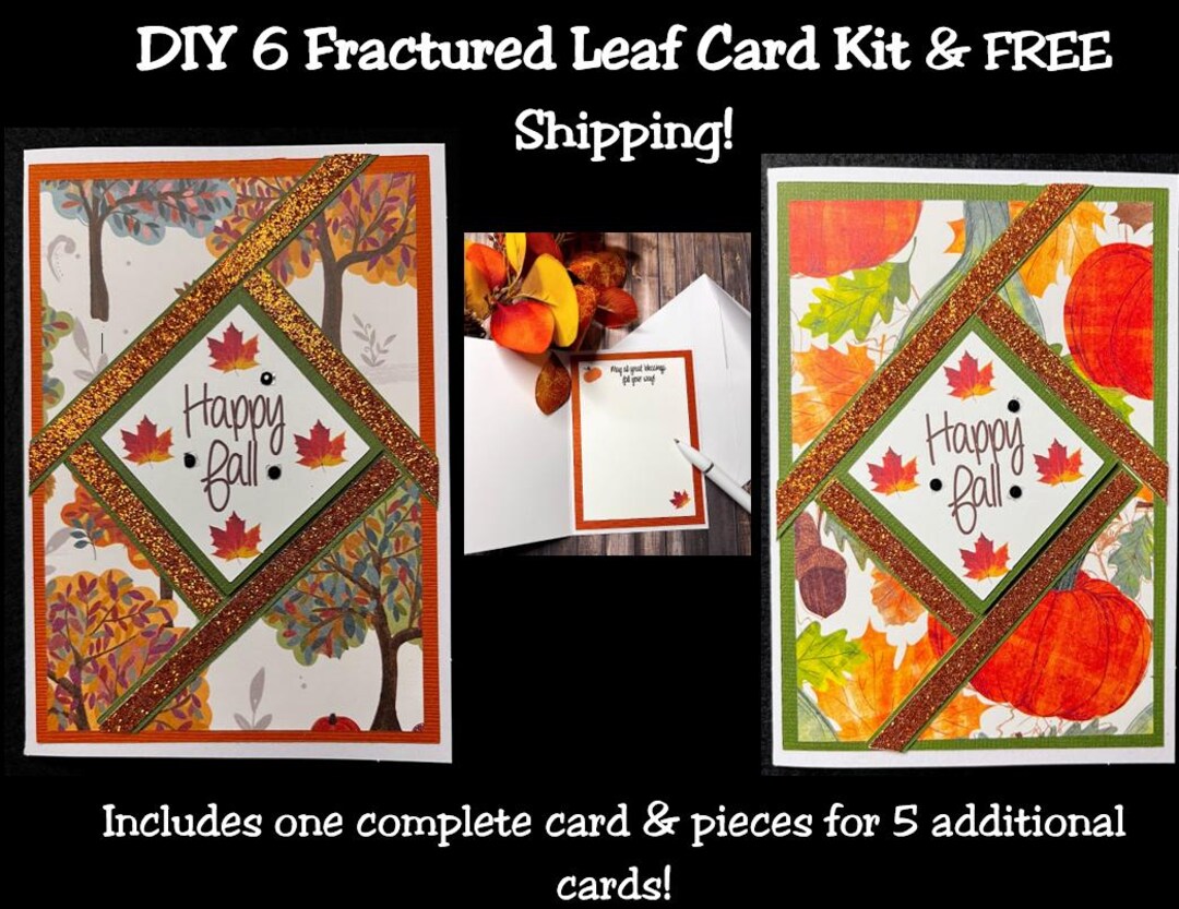 DIY 6 Card Kit, Fractured Leaf Card, Happy Fall Autumn Cards - Etsy