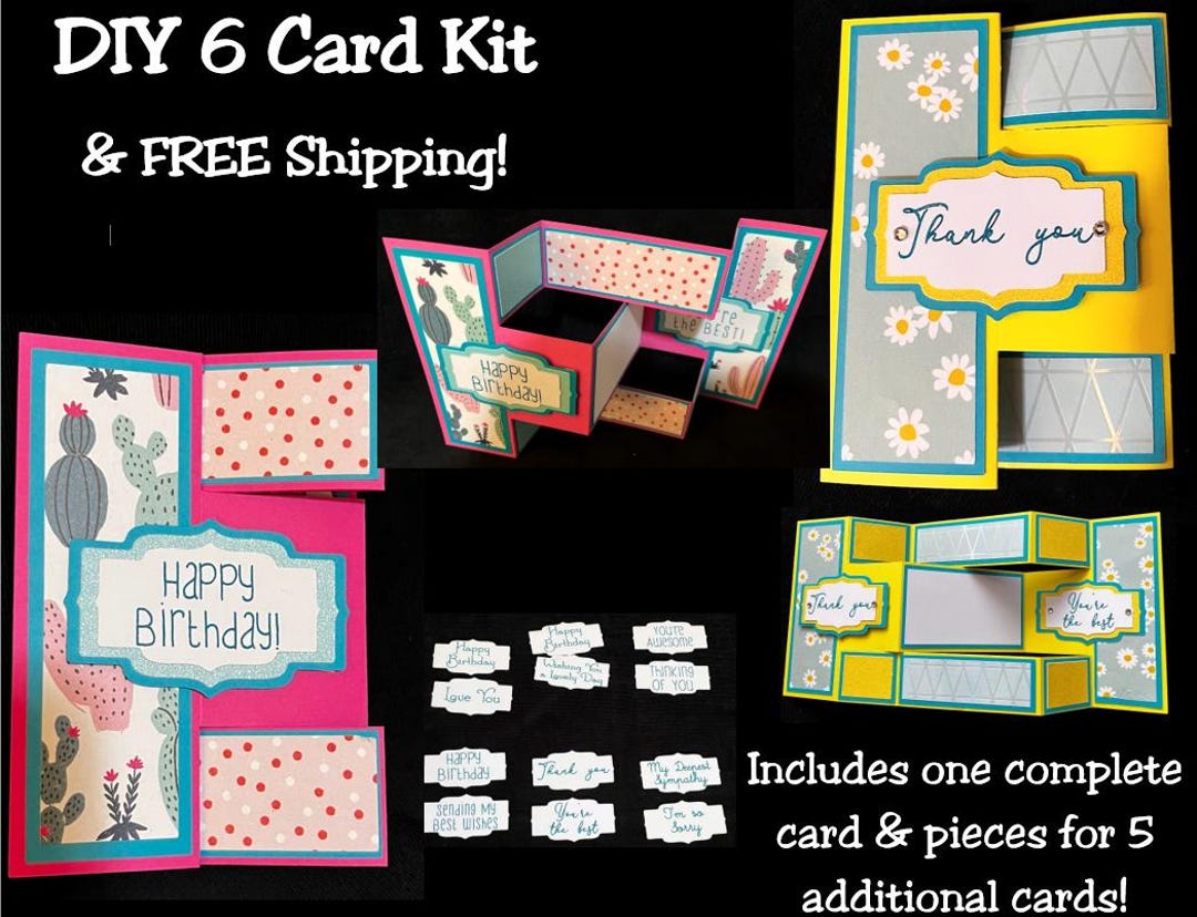 CLEARANCE ** Ziggy Zaggy Funfold Card Kit, DIY 6 Card Kit, Birthday ...