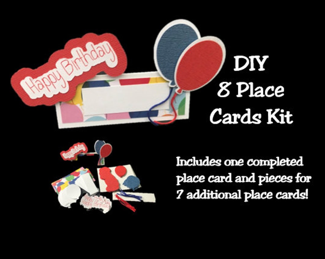 Happy Birthday Place Card Kit, 8 Placeholders, Free Shipping, Birthday ...
