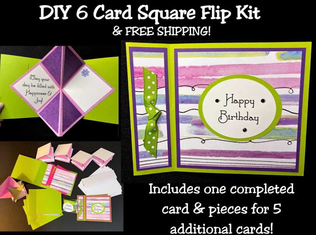 DIY 6 Card Kit Square Flip Origami W/opt. Sentiments - Etsy