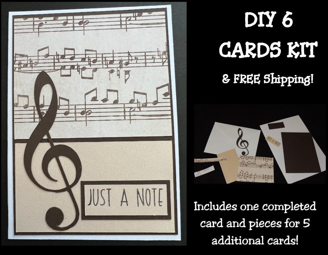 6 Music Note Cards, Free Shipping, 6 Cards, Just A Note Cards, Music ...