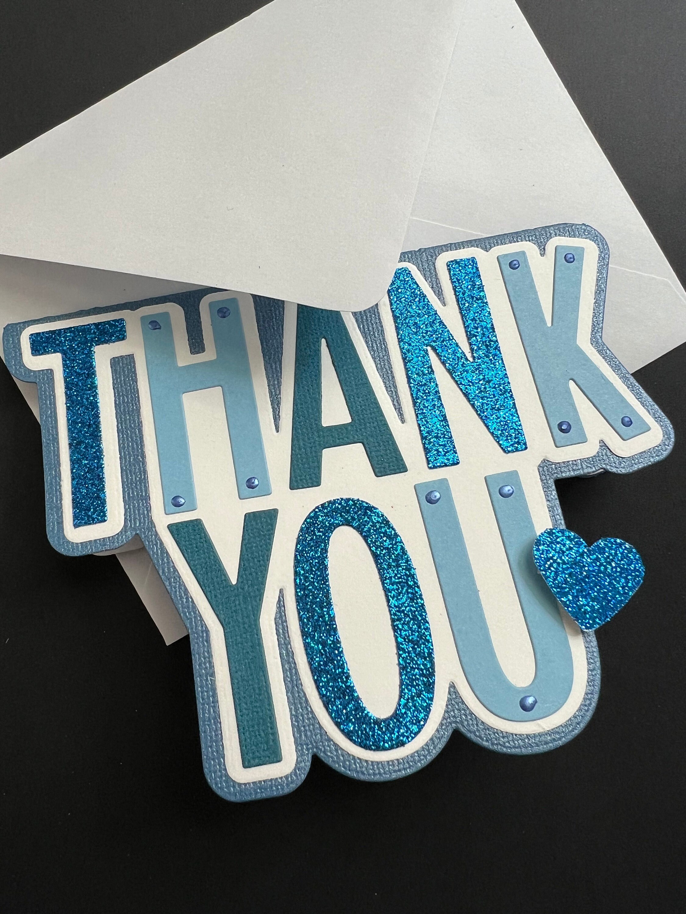 Thank You Blue Cutout DIY 6 Card Set Homemade Thank You Card - Etsy