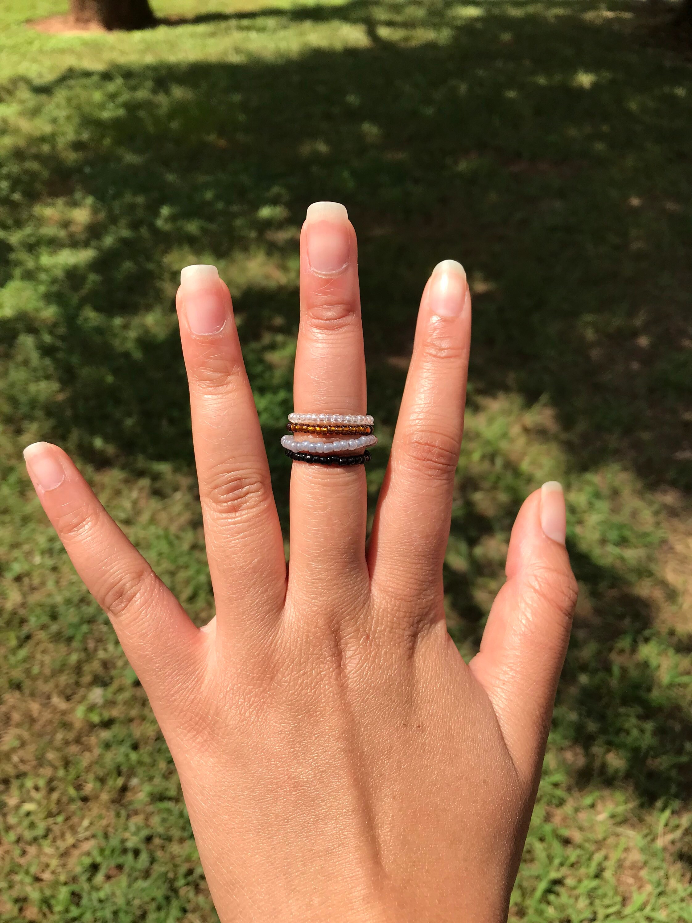 Seed Bead Rings Set Cute Danity Bead Rings Colorful - Etsy