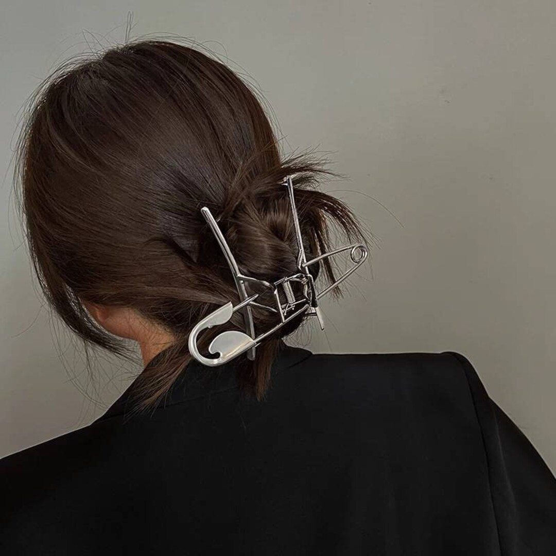 Metal Claw Clip Minimalist Silver Hair Claw Safety Pin - Etsy