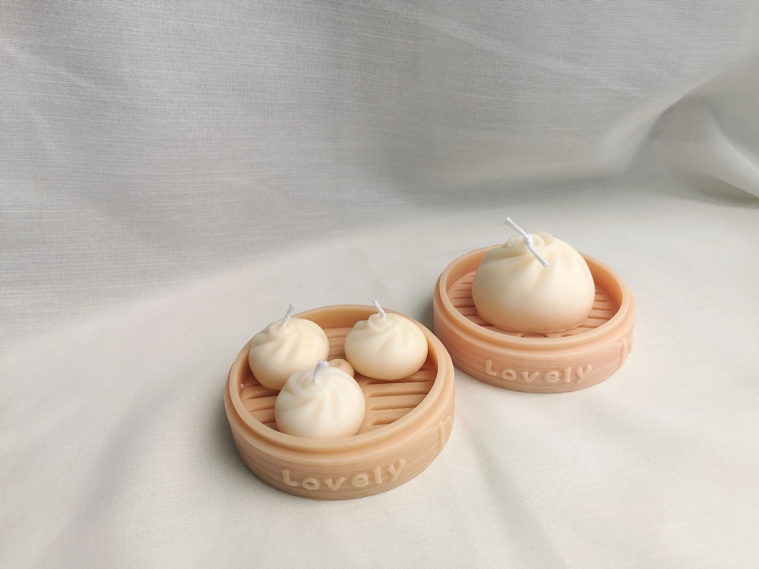 Asian Bao Bun & Bamboo Steamer Candle Cute Gift Handmade Scented Candle ...