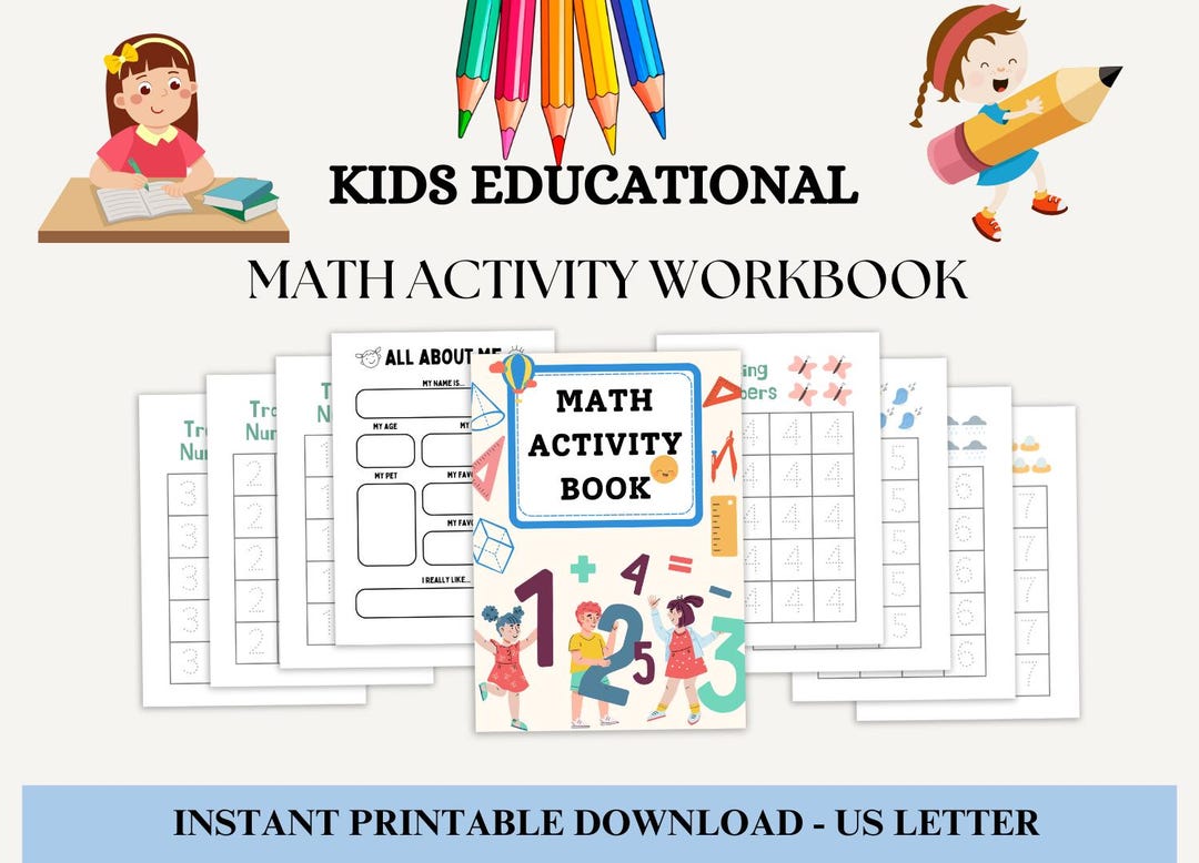 Educational Math Activity Workbook, Kids Workbook, Homeschooling ...