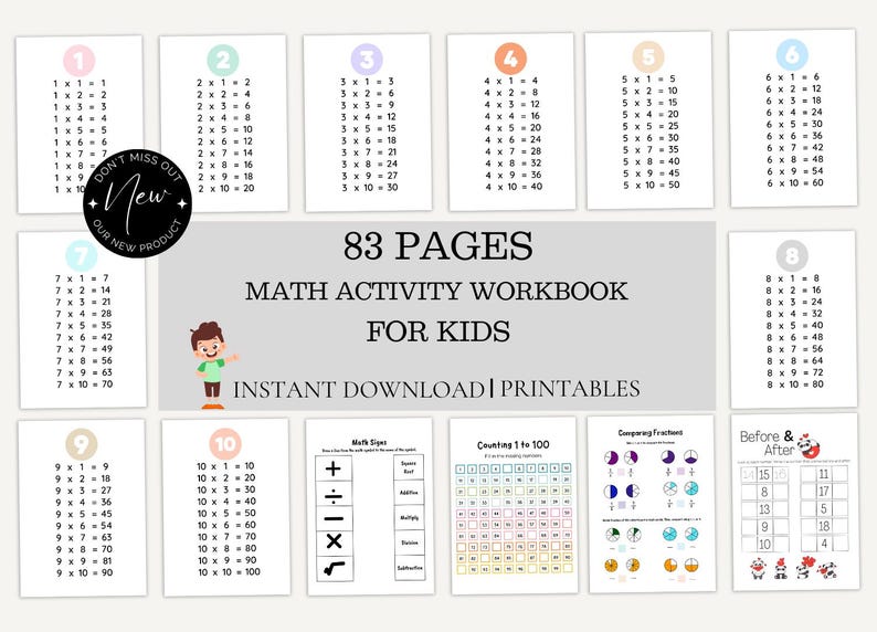 Educational Math Activity Workbook, Kids Workbook, Homeschooling ...
