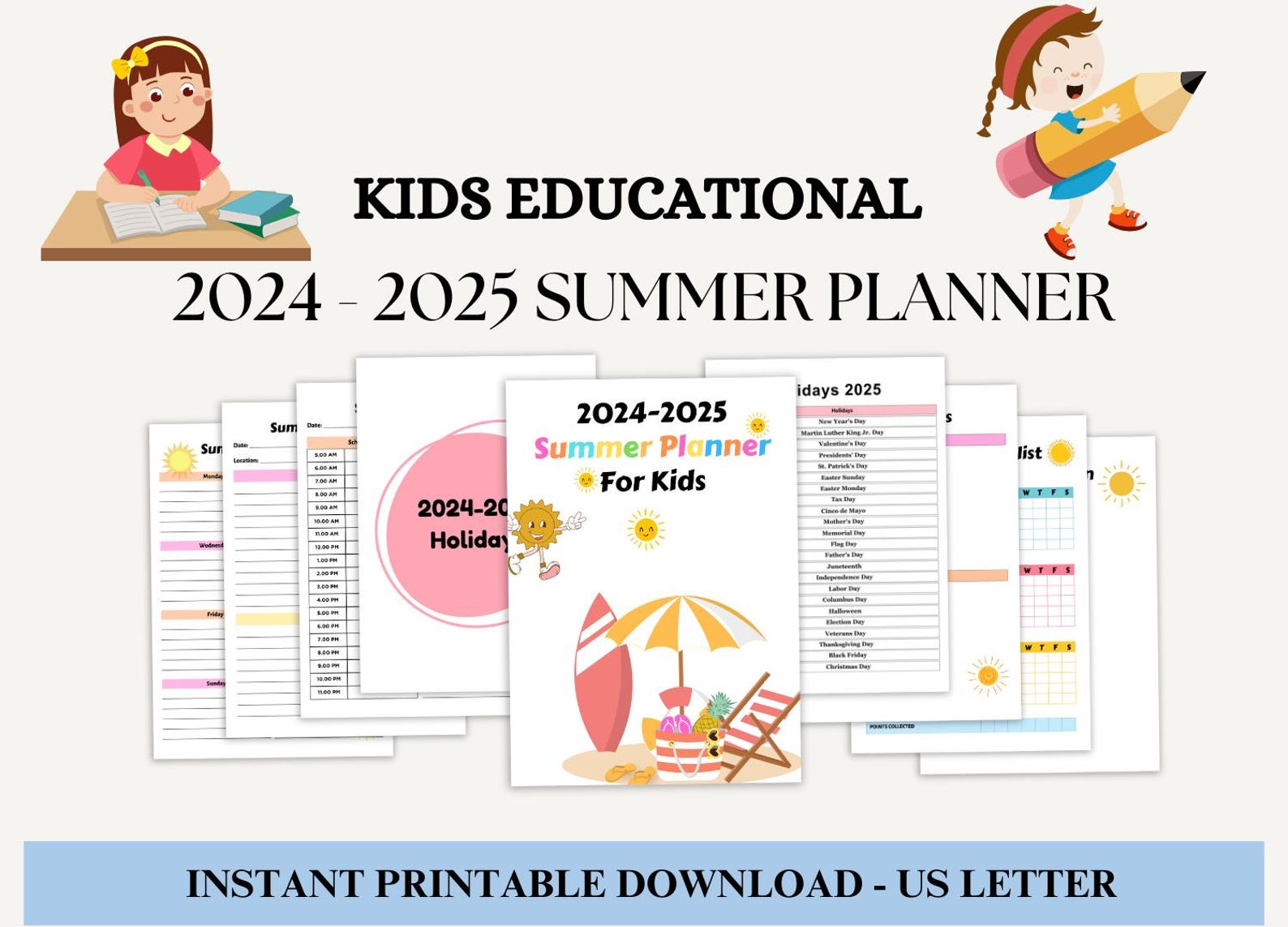 2024-2025 Kids Summer Planner, Ocean Theme Calendar, Children's ...