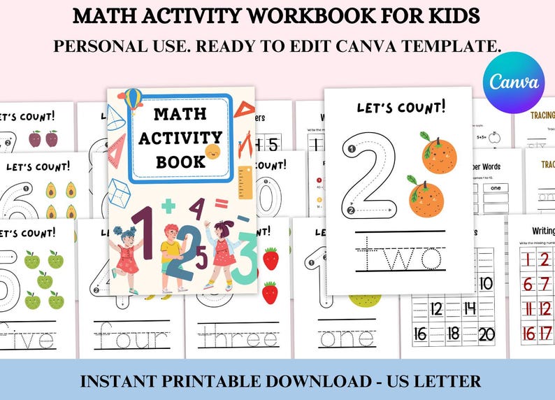 Educational Math Activity Workbook, Kids Workbook, Homeschooling ...