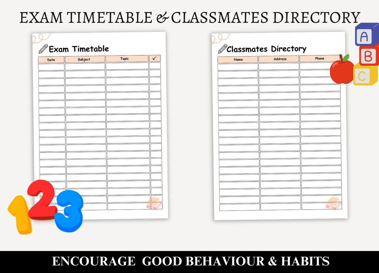 Kids School Planner, Academic Organizer, Student Planner, Back to ...