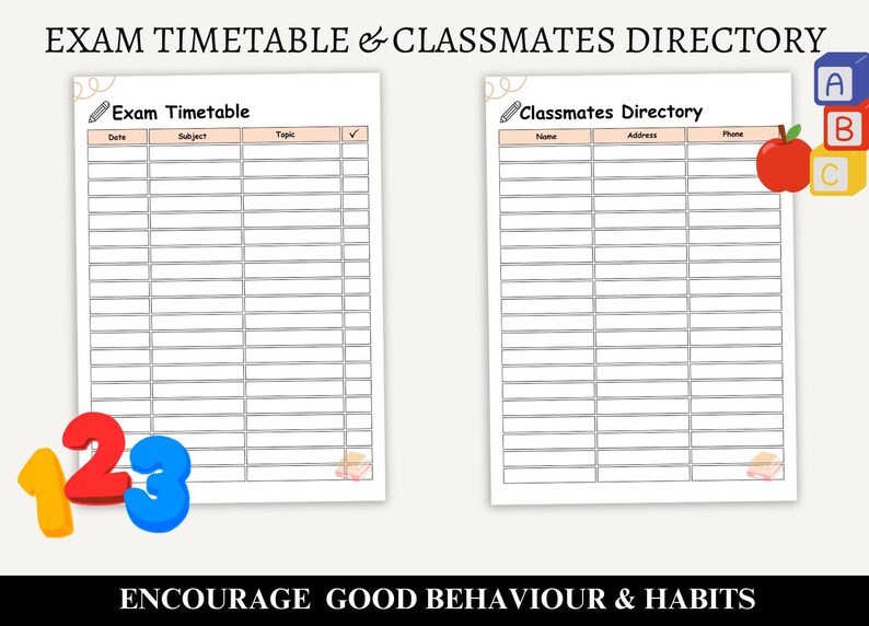 Kids School Planner, Academic Organizer, Student Planner, Back to ...