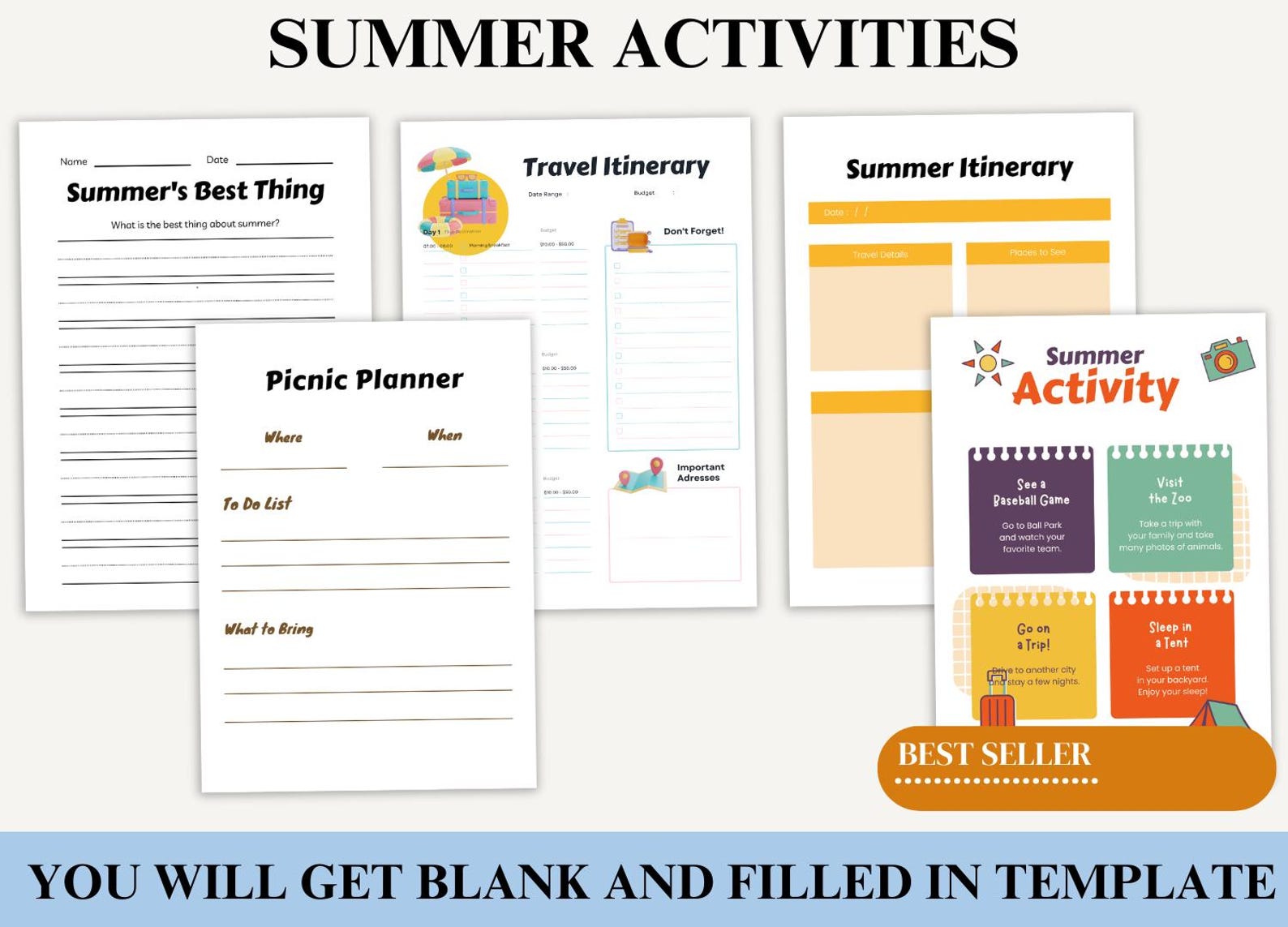 2024-2025 Kids Summer Planner, Ocean Theme Calendar, Children's ...