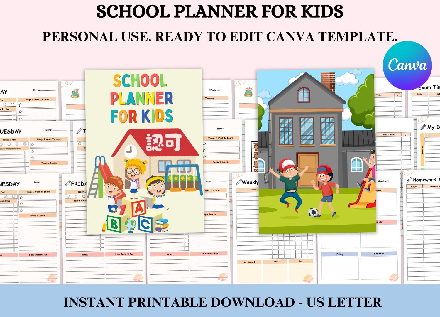 Kids School Planner, Academic Organizer, Student Planner, Back to ...