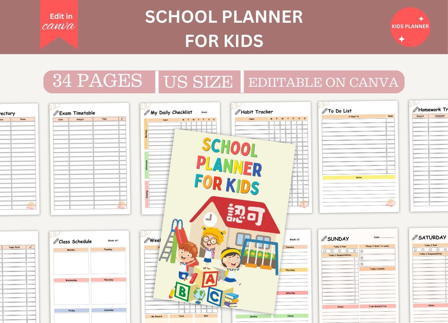 Kids School Planner, Academic Organizer, Student Planner, Back to ...