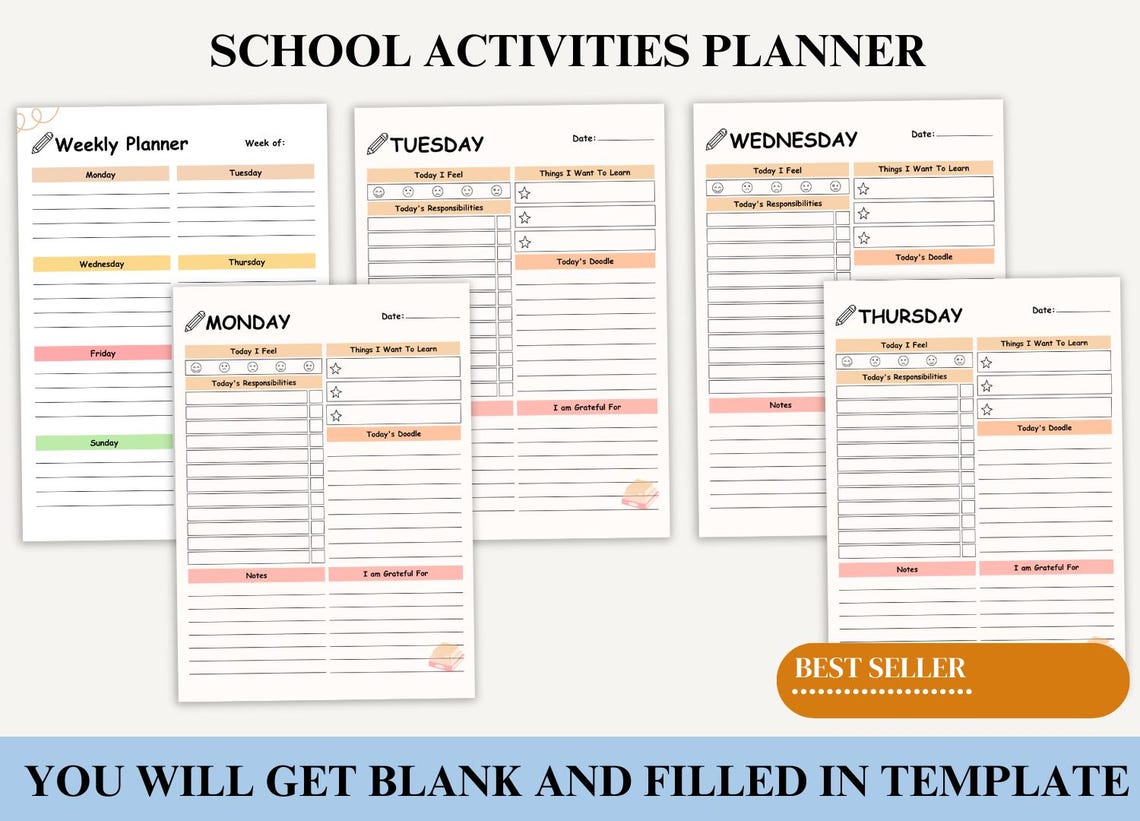 Kids School Planner, Academic Organizer, Student Planner, Back to ...