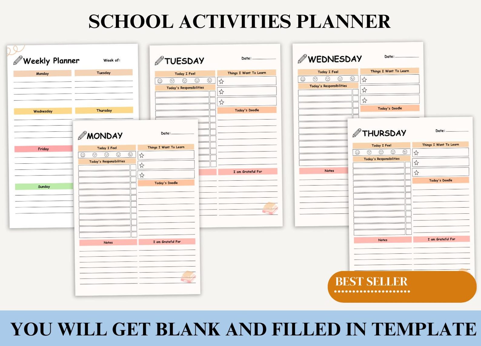 Kids School Planner, Academic Organizer, Student Planner, Back to ...