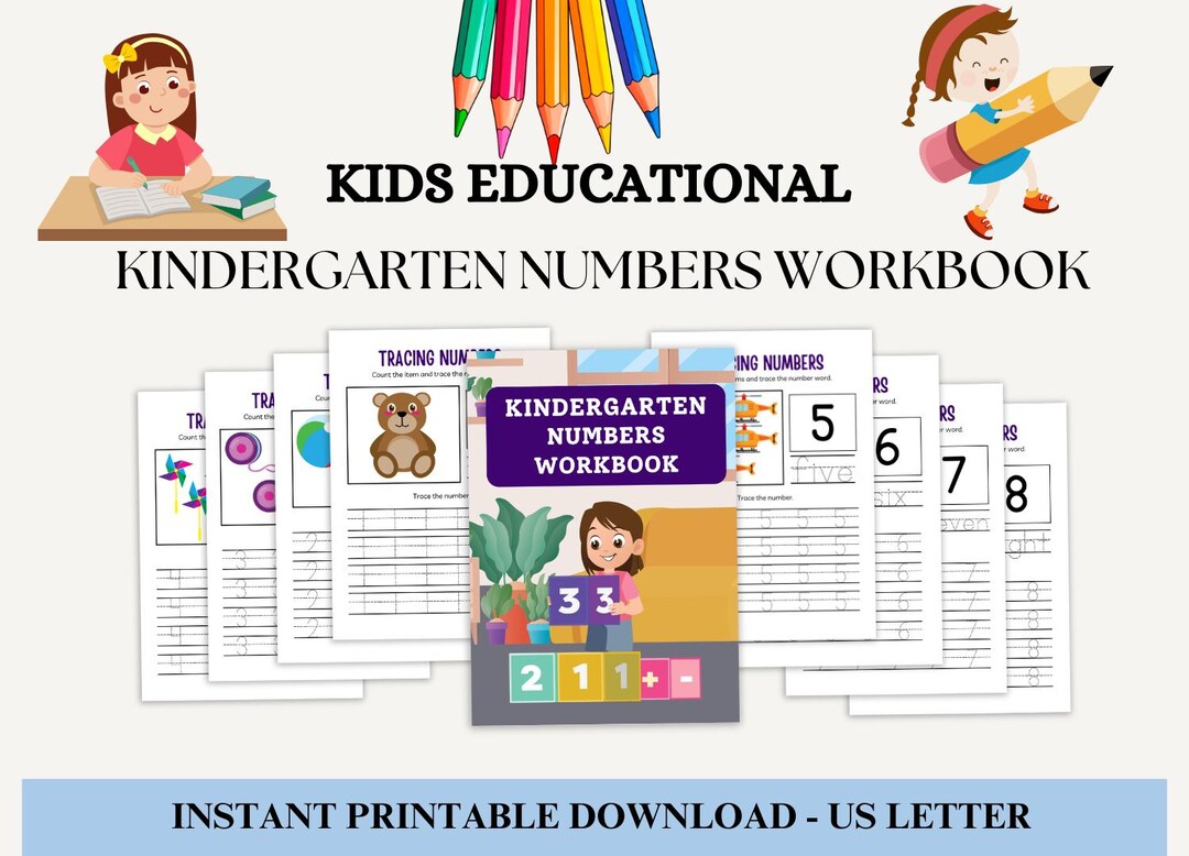 Kindergarten Numbers Workbook, Educational Workbook for Kids, Learning ...