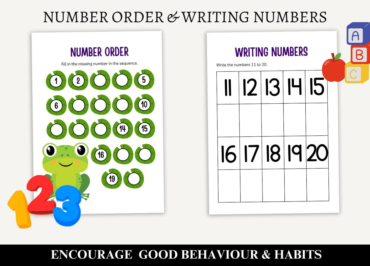 Kindergarten Numbers Workbook, Educational Workbook for Kids, Learning ...