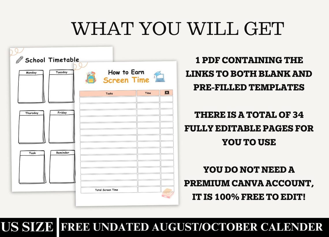 Kids School Planner, Academic Organizer, Student Planner, Back to ...