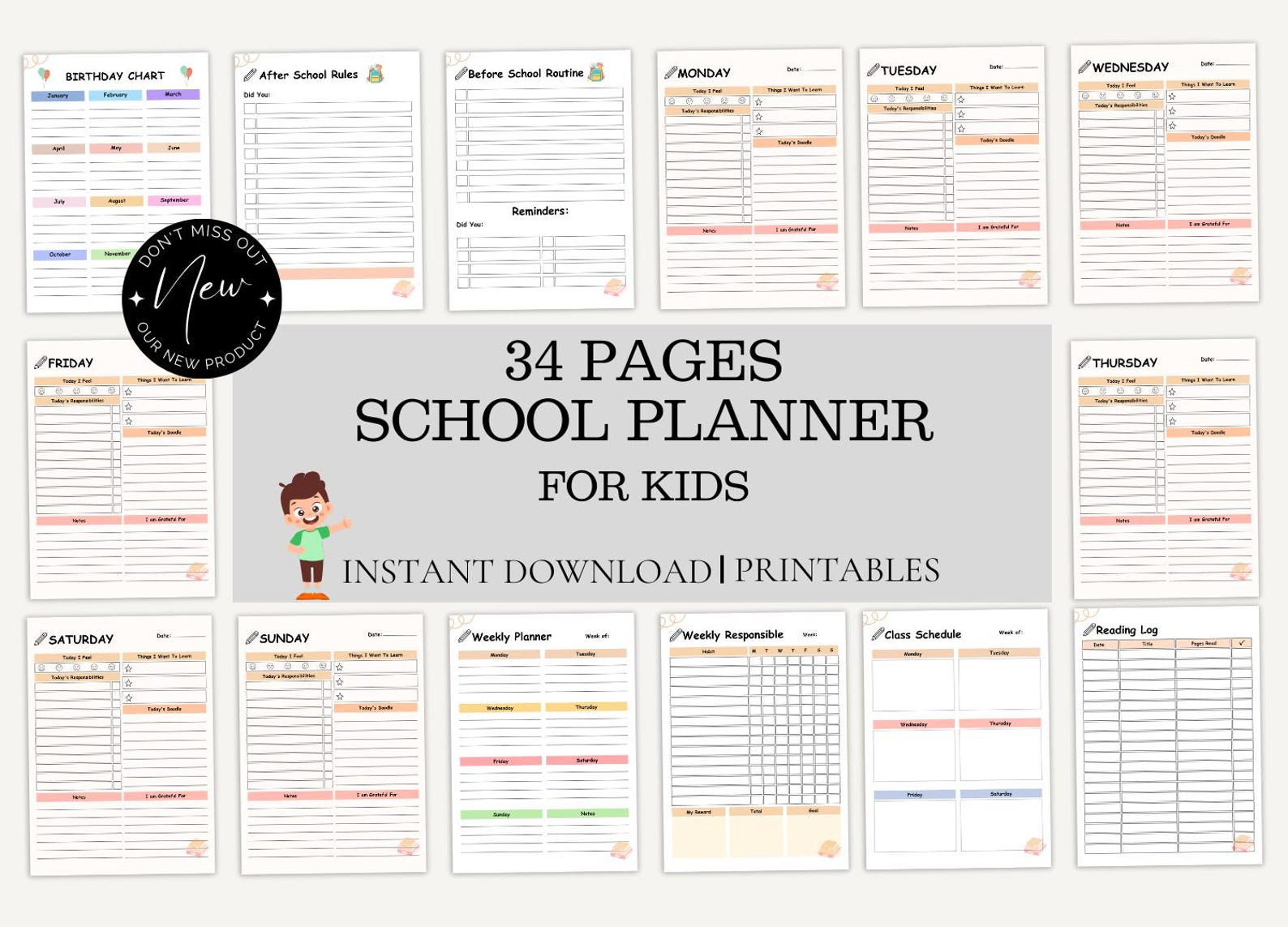 Kids School Planner, Academic Organizer, Student Planner, Back to ...