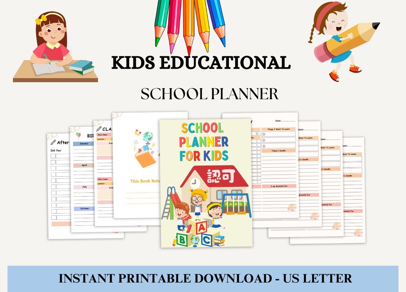 Kids School Planner, Academic Organizer, Student Planner, Back to ...