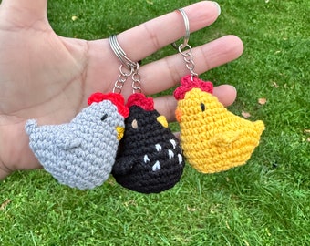 Mini Crochet Chicken, Chicken Keychain, Small Crochet Chicken, Chicken ...