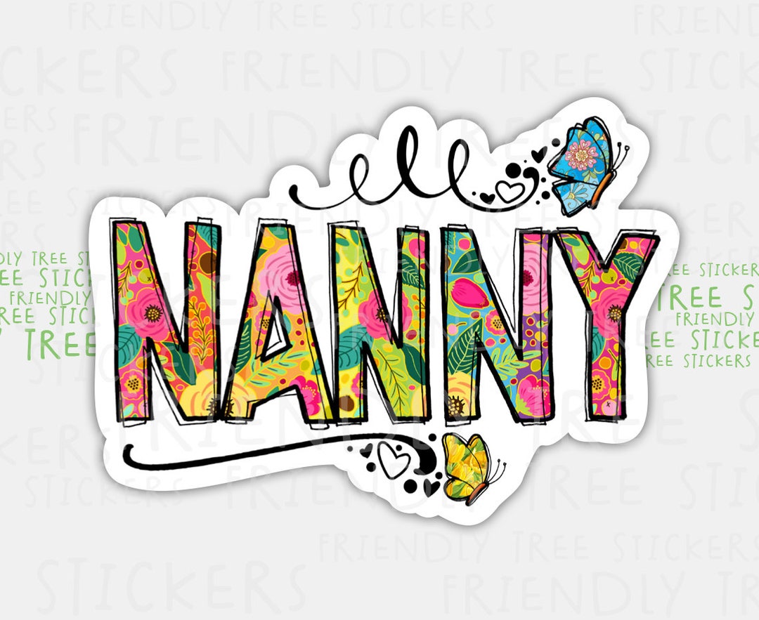 Floral Nanny Sticker: Hand-drawn Waterproof Decal (3") - Etsy