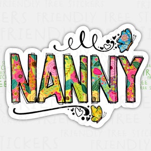 Floral Nanny Sticker: Hand-drawn Waterproof Decal (3") - Etsy