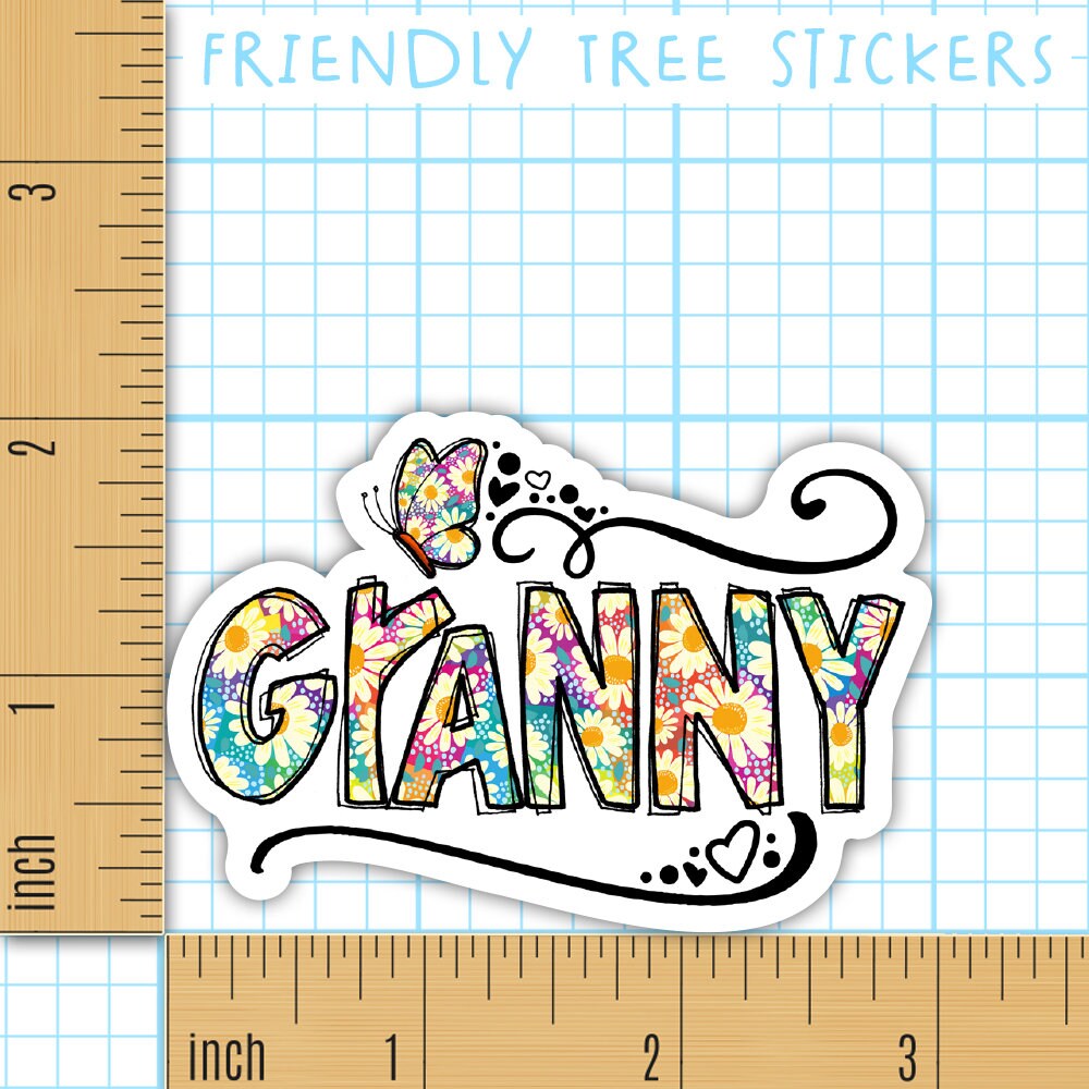 Granny Sticker: Hand Drawn Floral Design, Waterproof Vinyl - 478 - Etsy