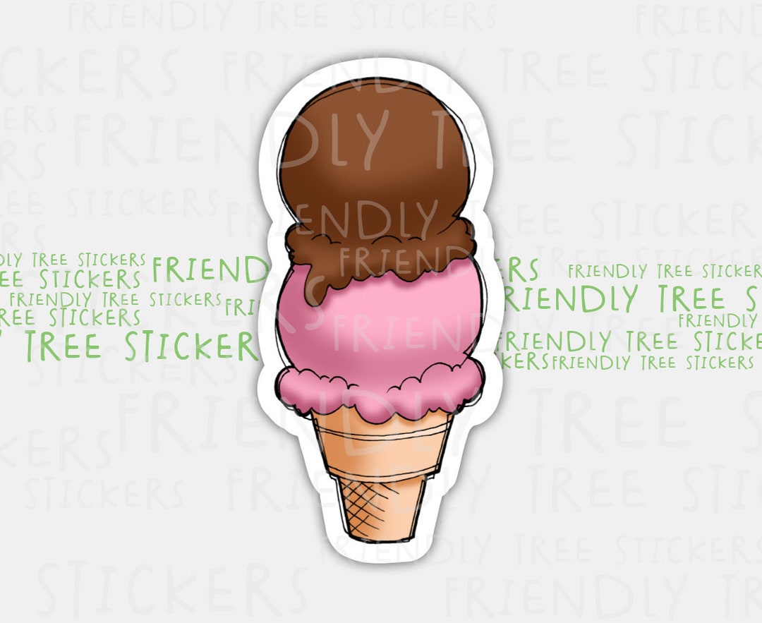 3 Ice Cream Cone Sticker, Ice Cream Sticker, Ice Cream Cone, Summer ...