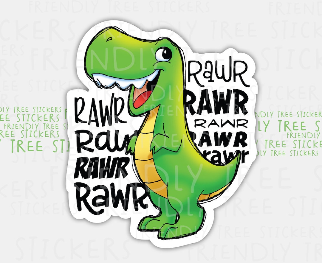 3" Rawr Dinosaur Sticker, Dino Sticker, Dinosaur Sticker, Cute Dinosaur ...