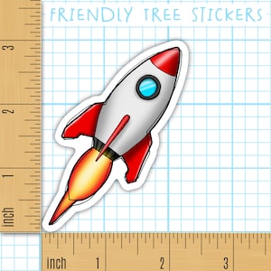 3" Rocket Ship Sticker, Rocket Sticker, Hand Drawn Sticker, Rocket ...