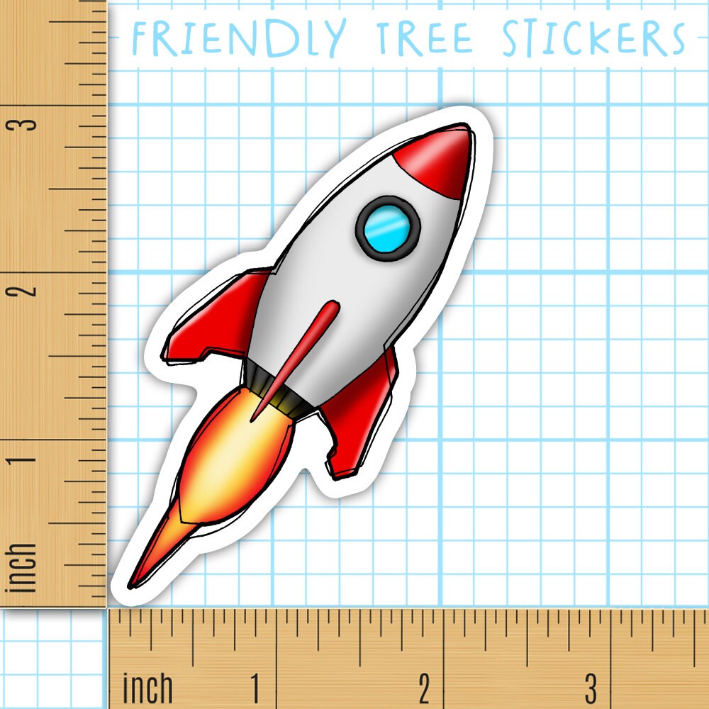 3 Rocket Ship Sticker Rocket Sticker Hand Drawn | Etsy