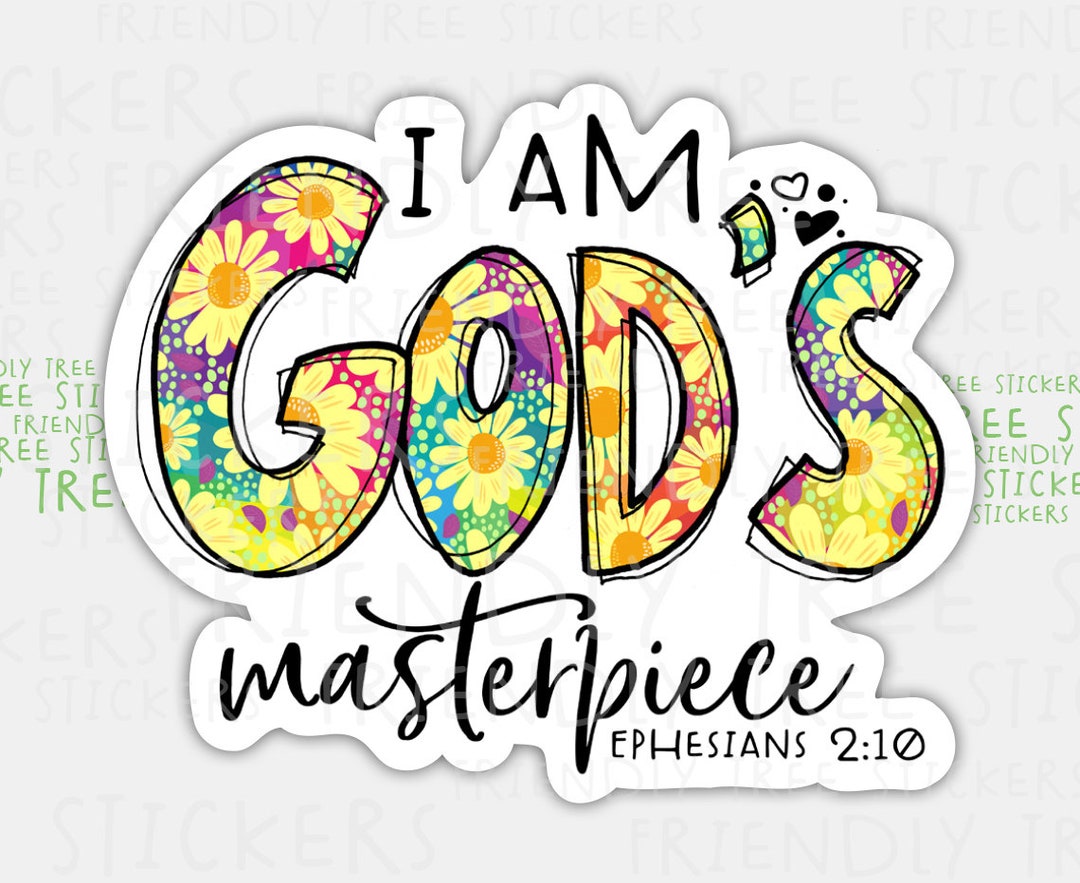 3" I Am God's Masterpiece Sticker, Christian Sticker, Bible Verse ...