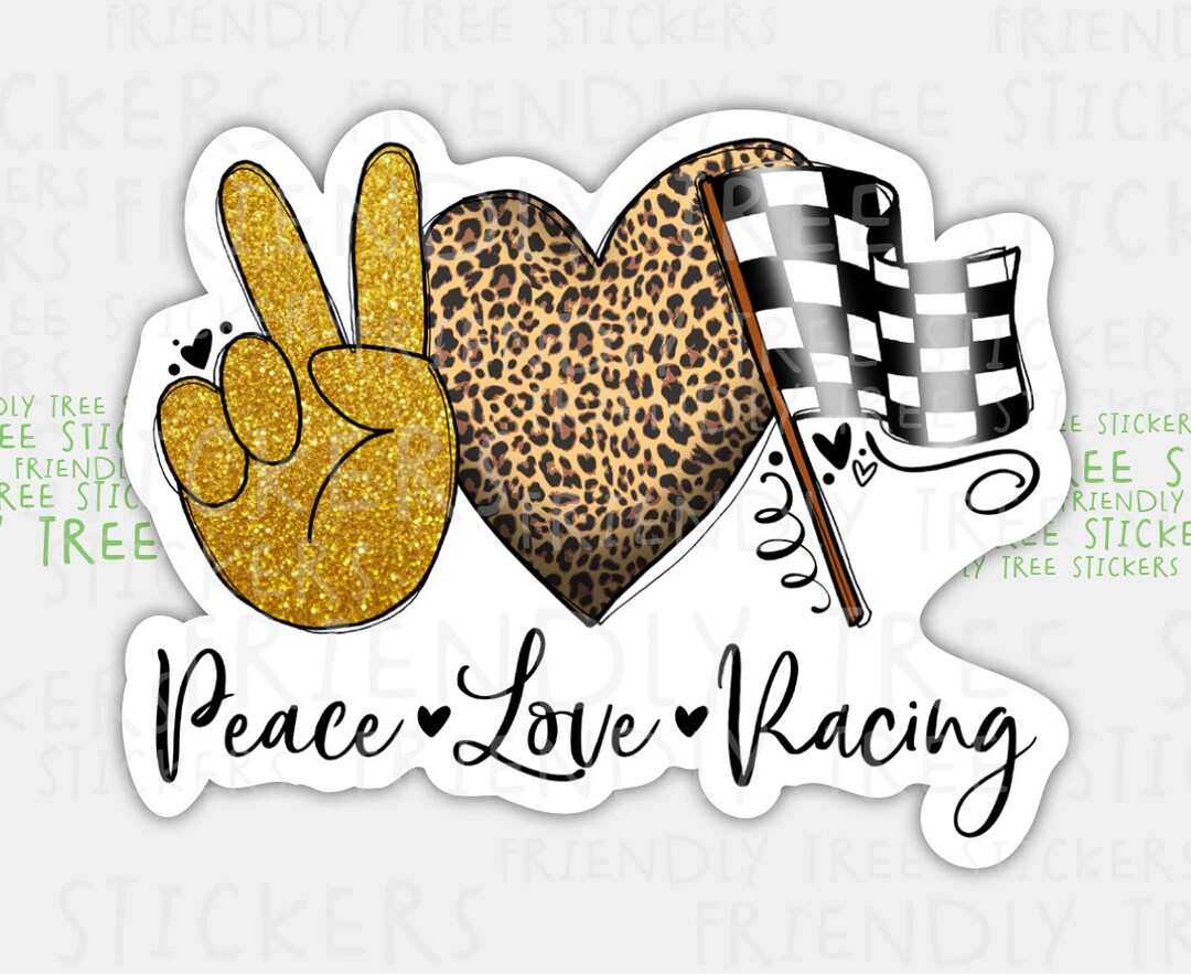 Peace Love Racing Sticker: Hand-drawn Waterproof Decal (3") - 364 - Etsy